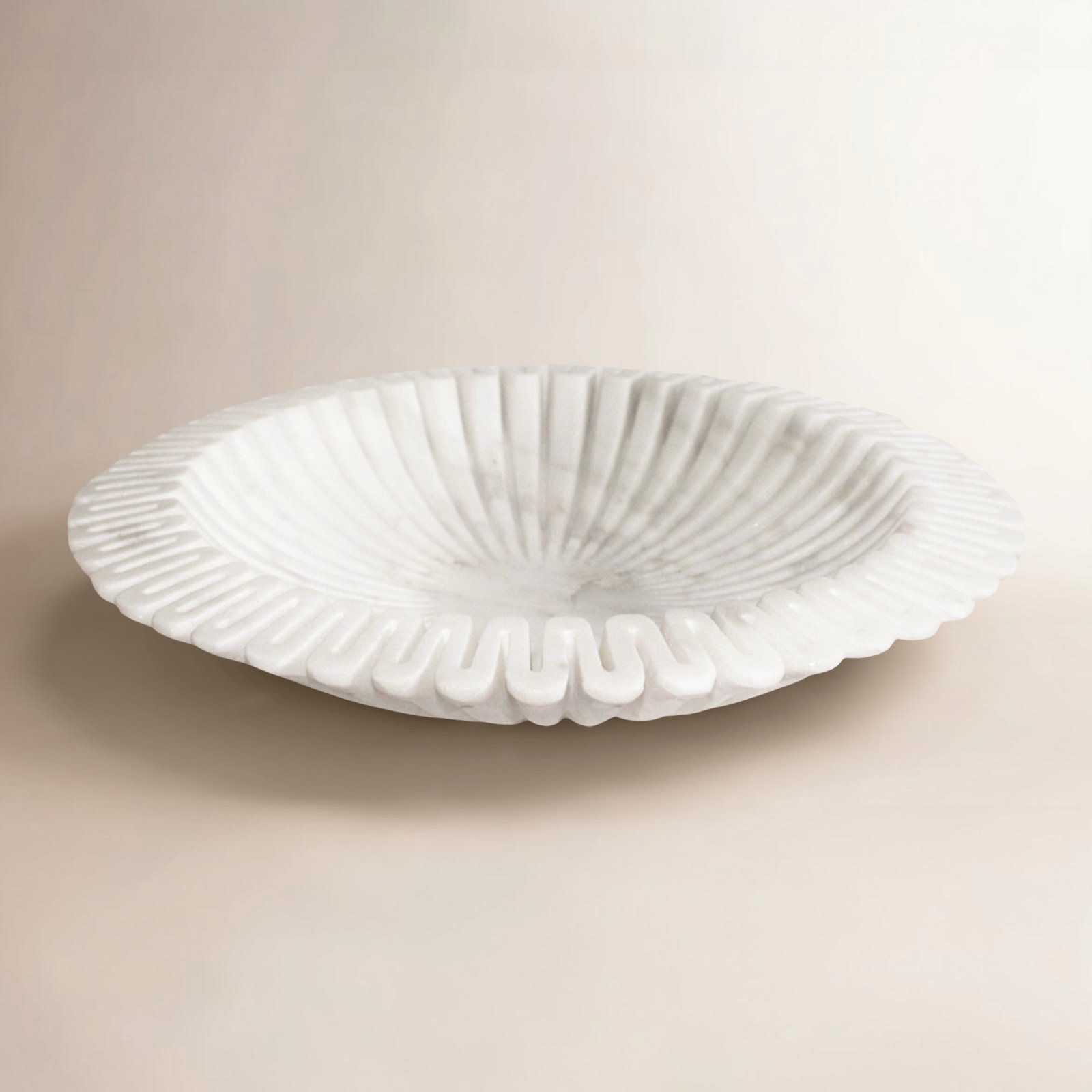 Joss & Main Amare White Marble Lotus Bowl 13"Dia | Joss & Main