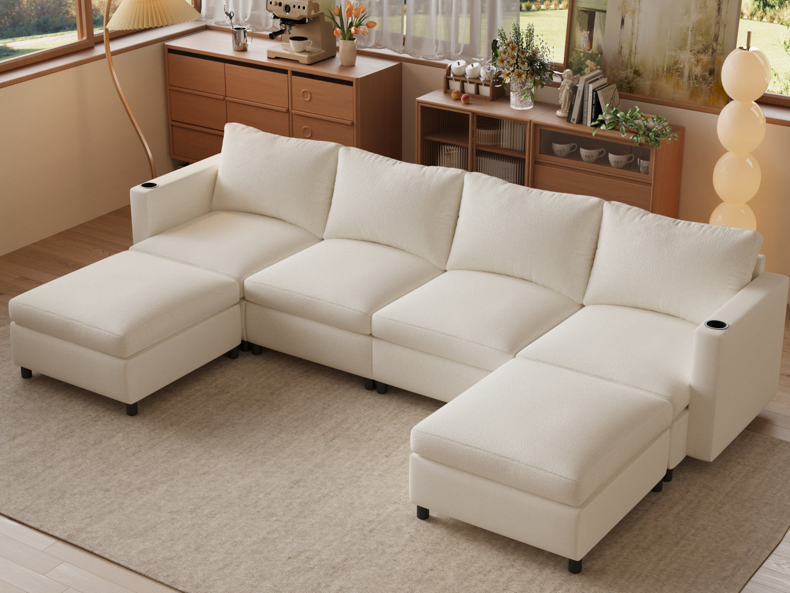 Latitude Run® U-Shape Modular Sectional Couch With Storage Function ...