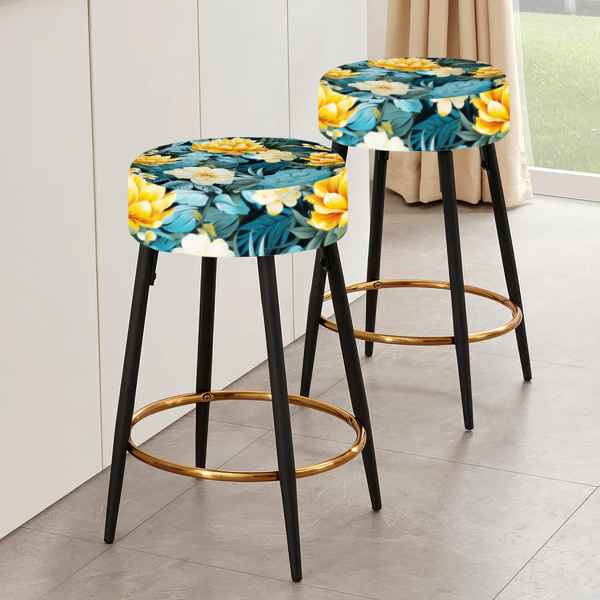 Design Art Pineapple Serenity Tropical Pattern - Tropical Bar Stools ...