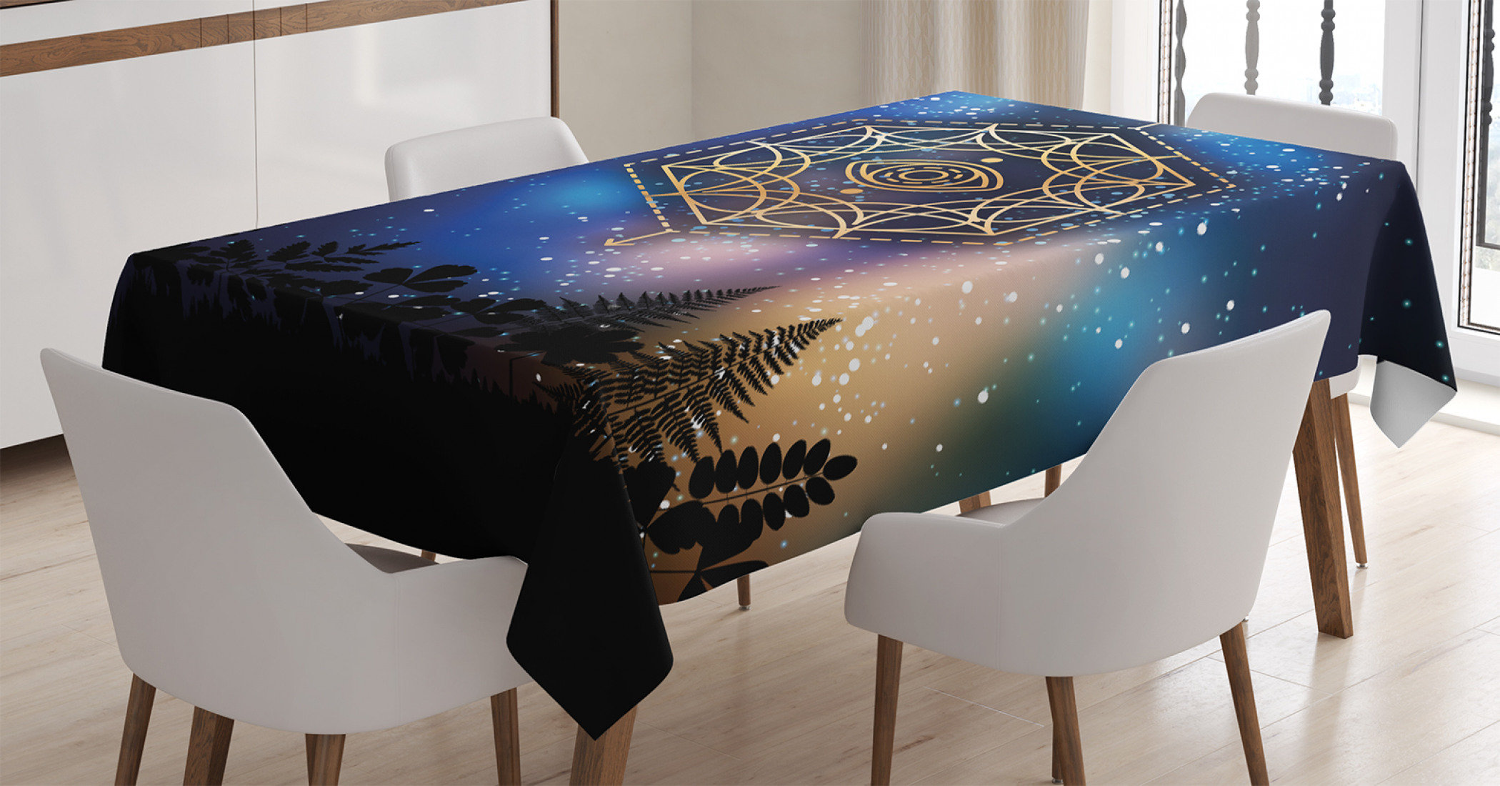 East Urban Home Geometry Tablecloth, Hexagon Form With The Eye In The ...
