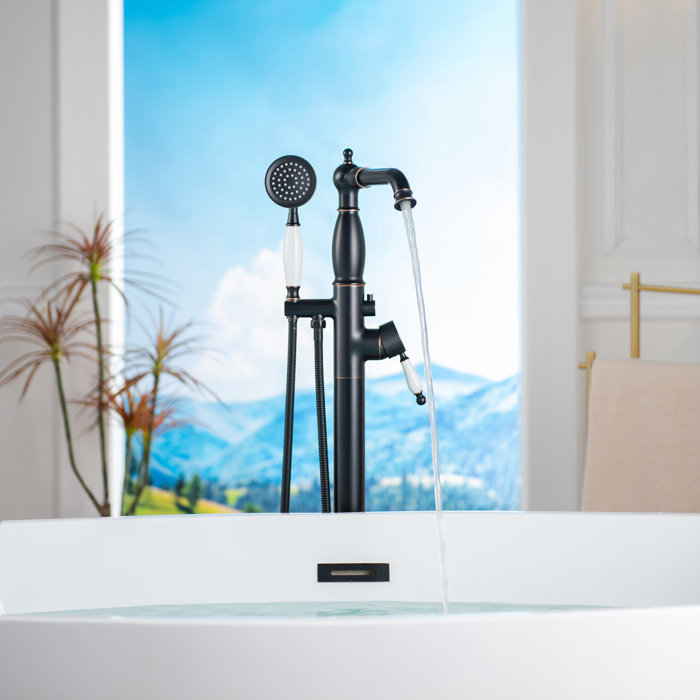 WoodBridge 1 Handle Floor Mounted Clawfoot Tub Faucet with Diverter ...