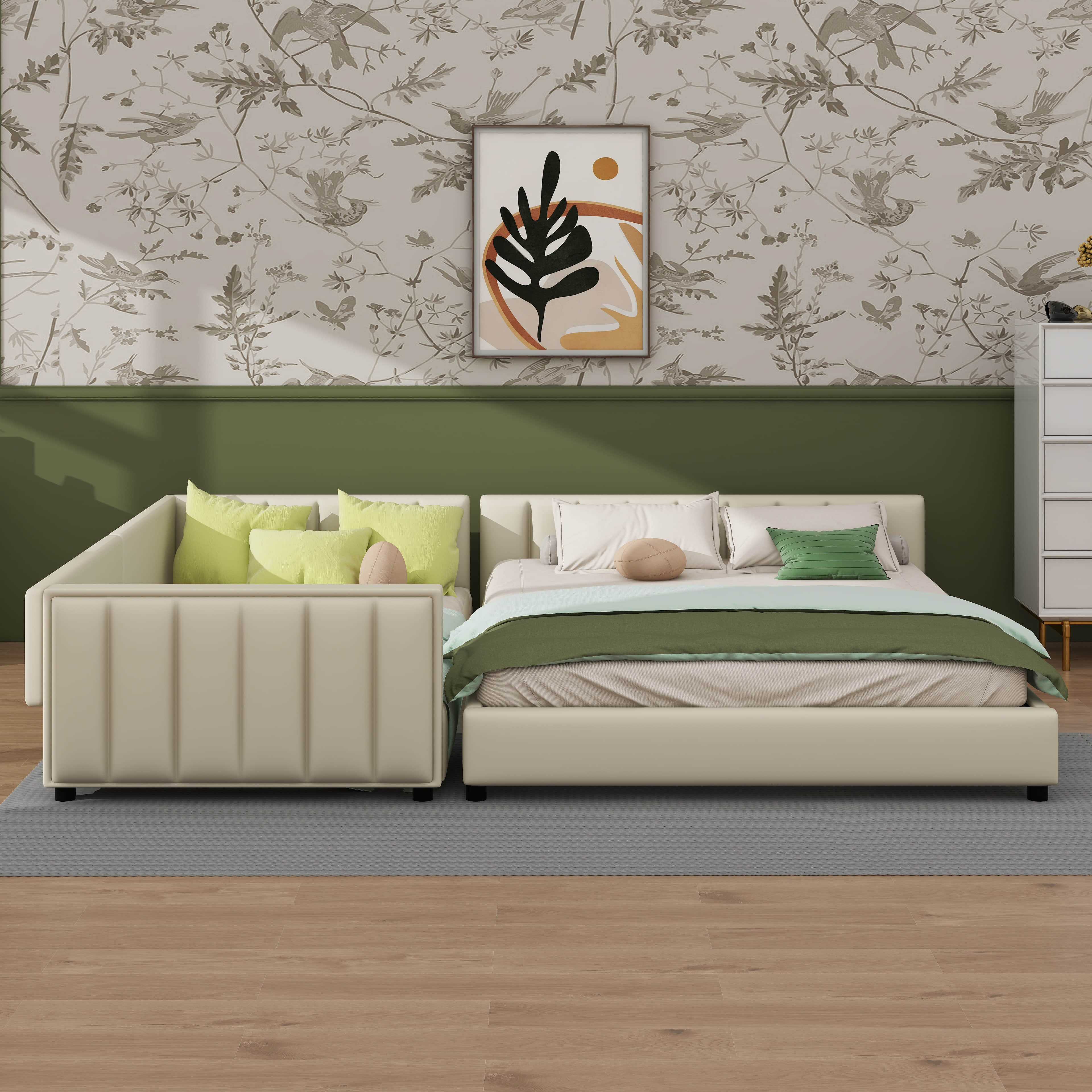 Alcott Hill Padded Platform Bed Offered In Queen And Extended Twin XL ...