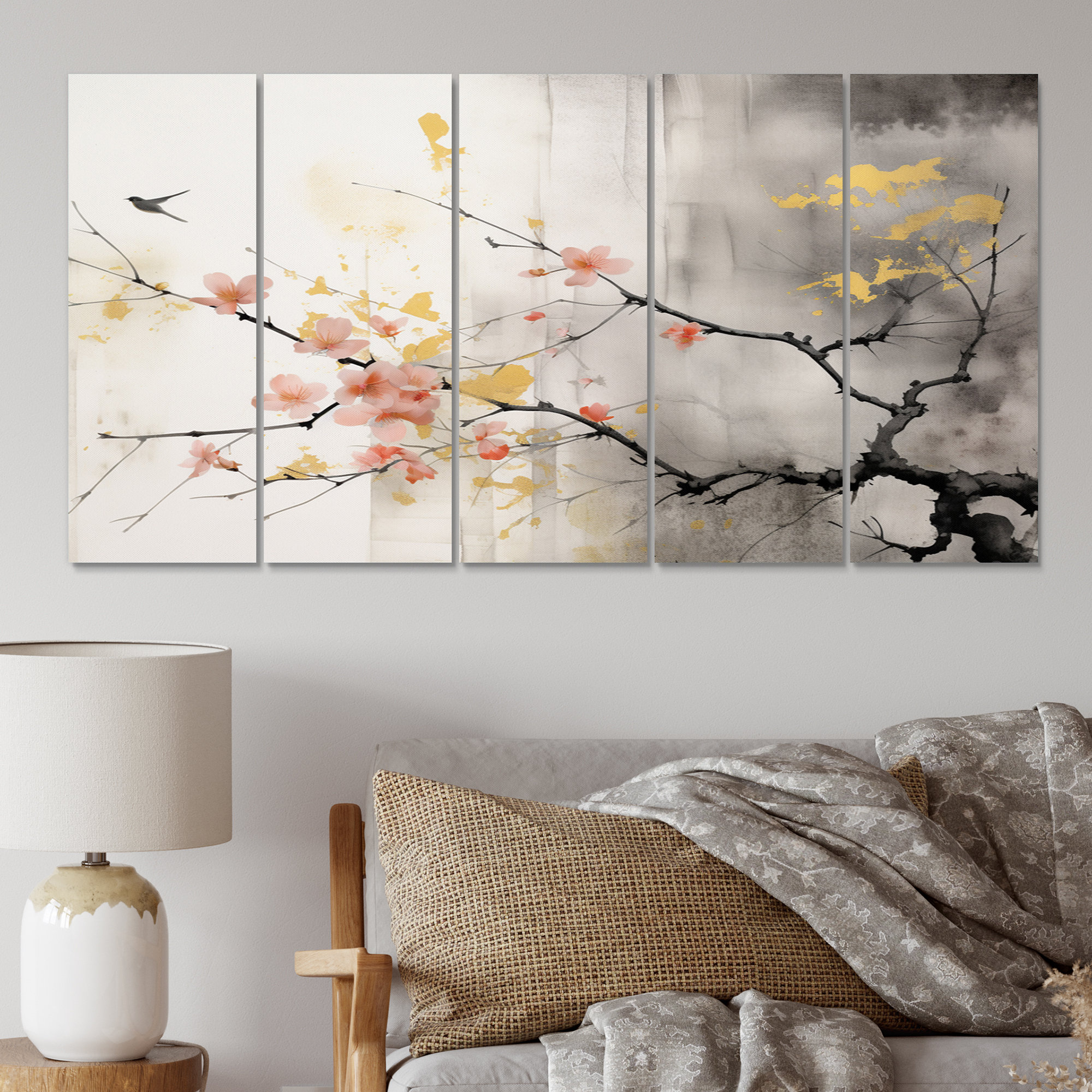Winston Porter Asian Art Sumi Blossom I - Asian Metal Wall Decor Set ...