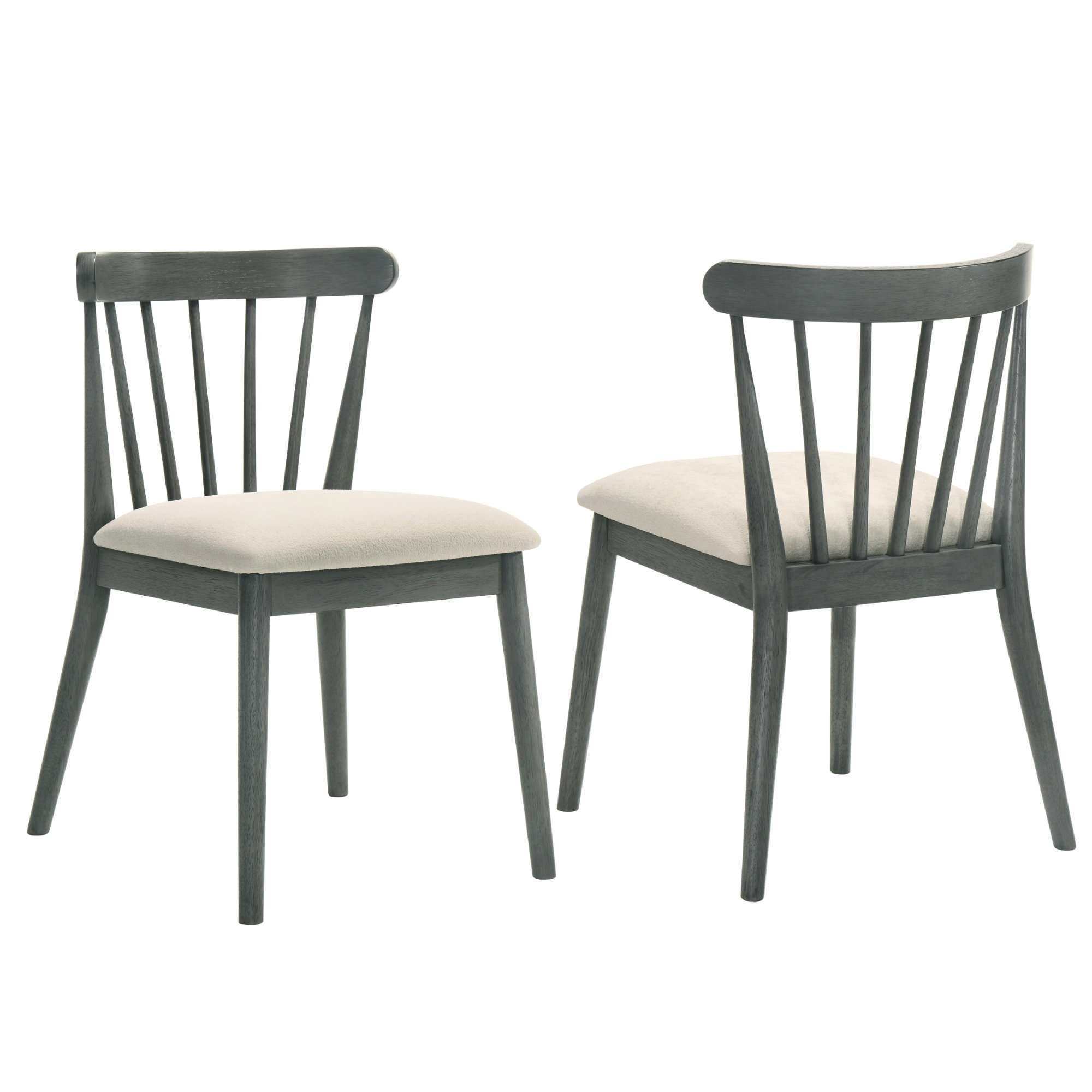 NFusion Pablo Upholstered Dining Chairs with Curved Backrest & Solid ...