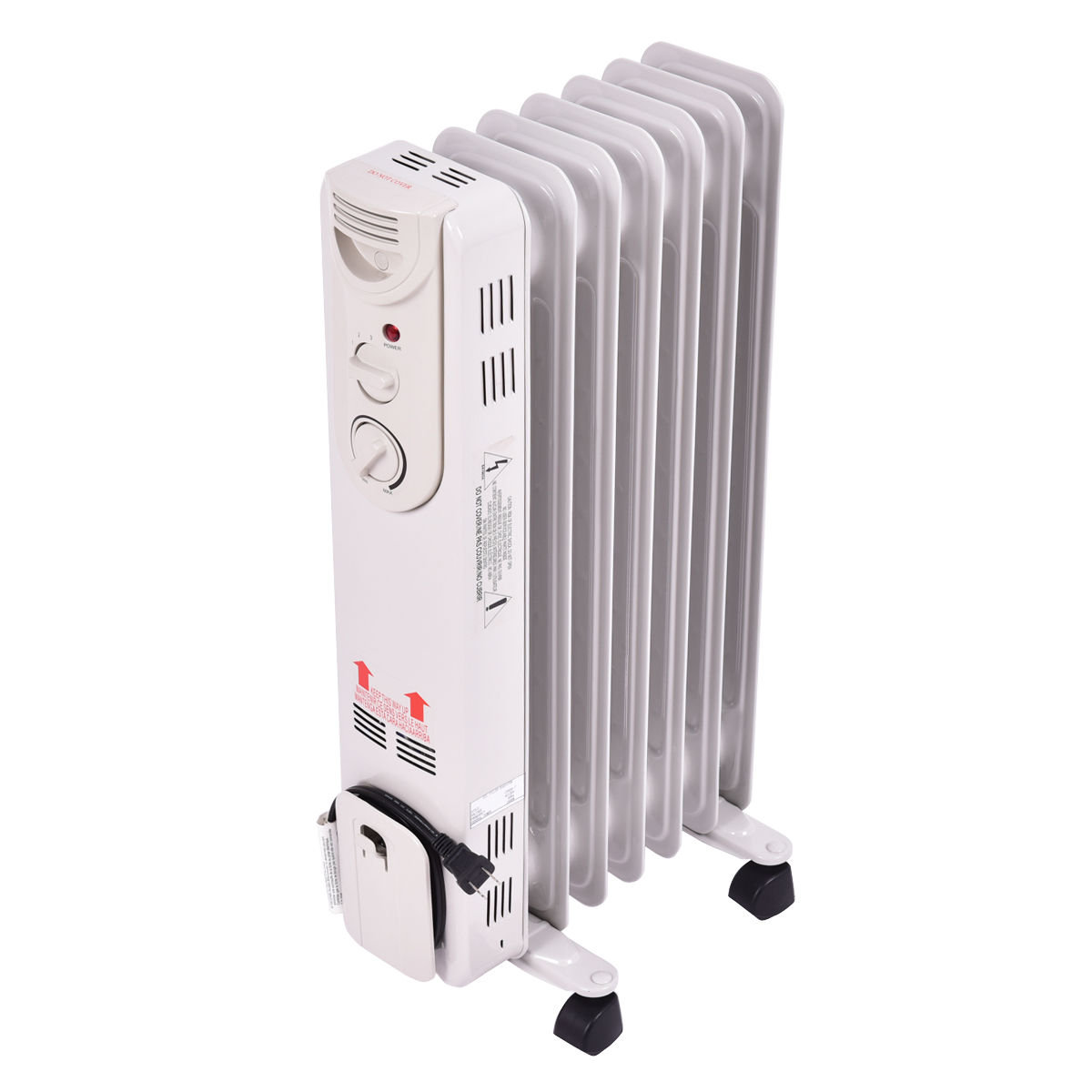 Costway 1500w Electric Oil Filled Radiator Space Heater 5-fin ...