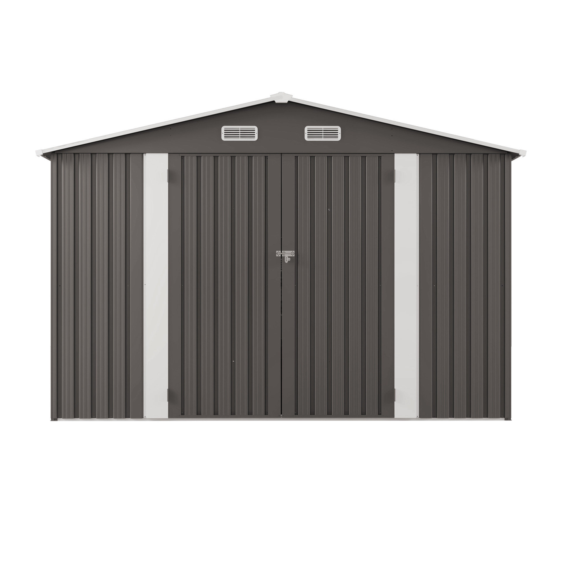 CaneCreations Grey 10x12ft Large Metal Tool Shed With Double Door And ...