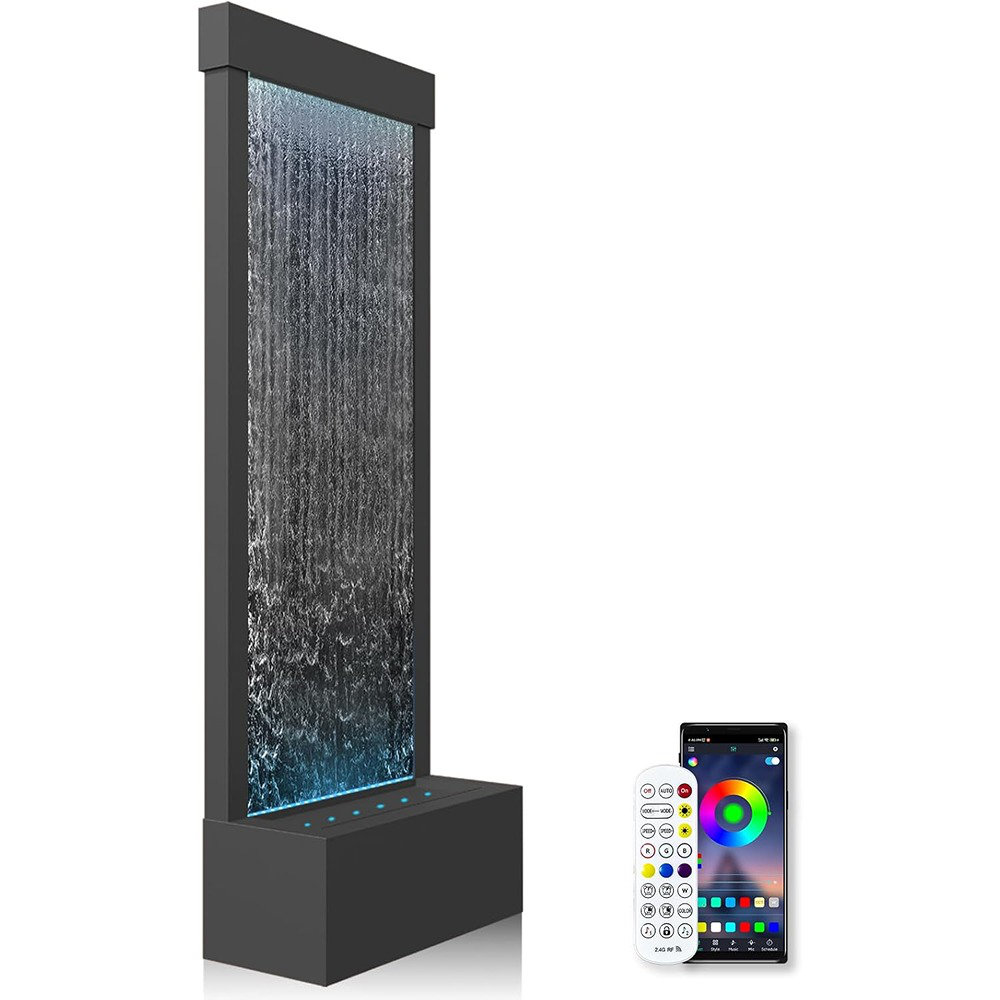 Brayden Studio Mirror Waterfall Fountain Indoor Water Feature, 48" Wate ...