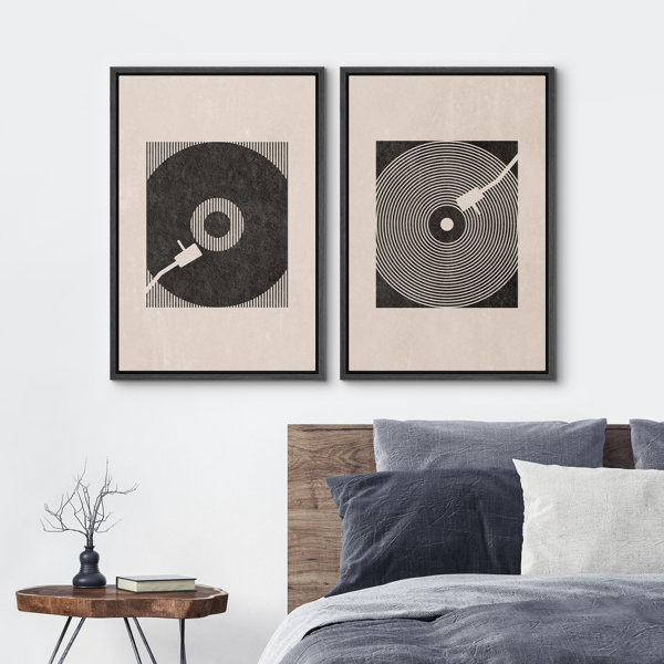 SIGNLEADER Mid-Century Classic Black Music Record Player Boho Wall Art ...