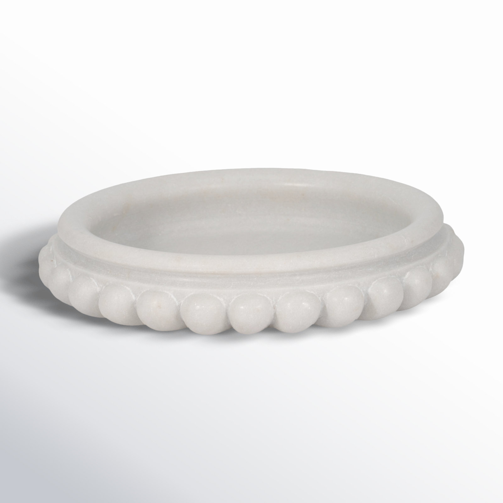Birch Lane™ Elegant 18" Windsor Carved Marble Tray, White Timeless ...
