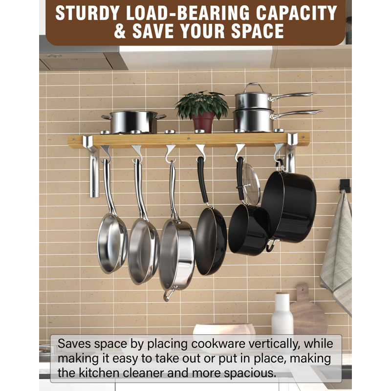 Rebrilliant Cooks Standard 36-inch Wall Mounted Wooden Pot Rack ...