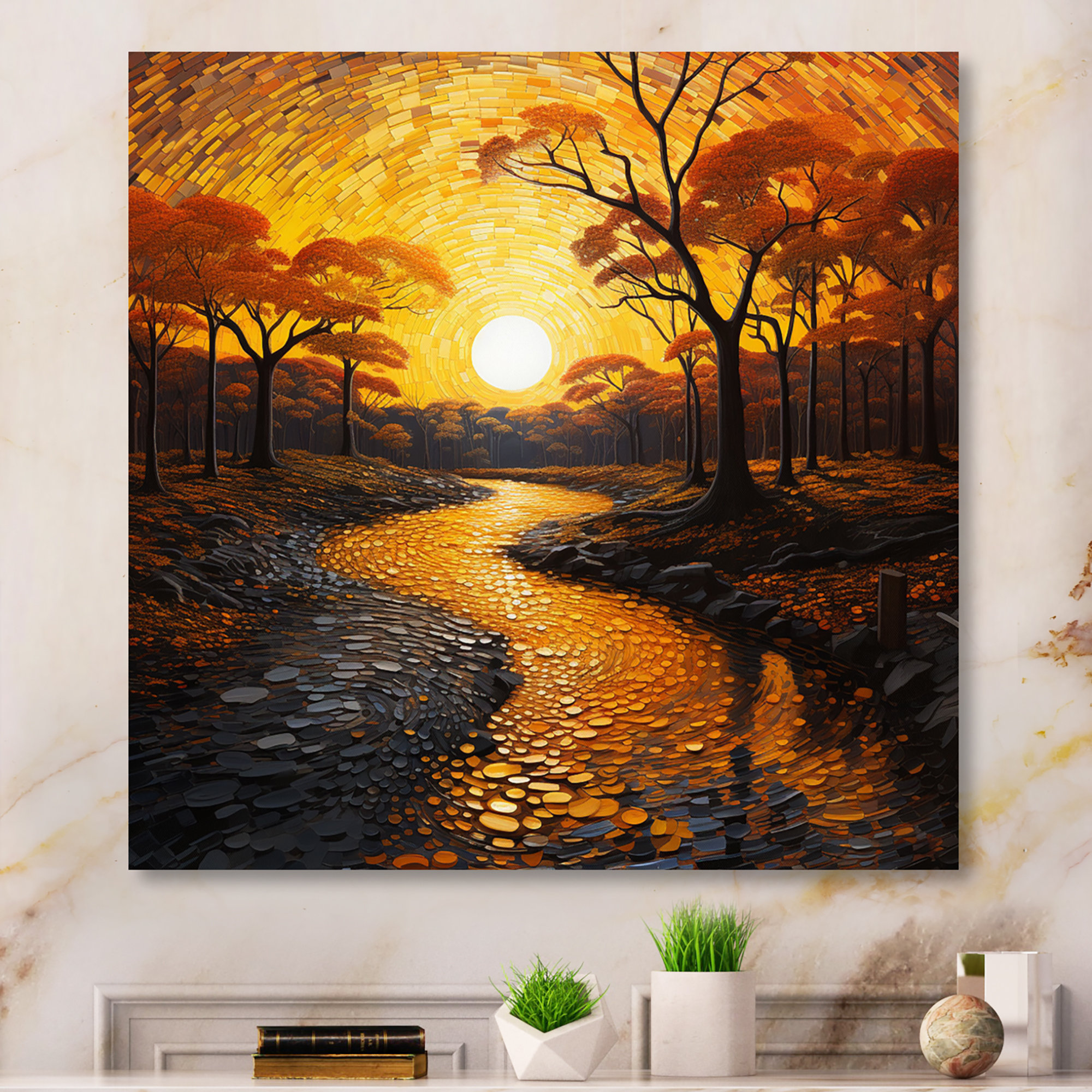 Red Barrel Studio® Sunset Golden Hour Pointillism - Print | Wayfair