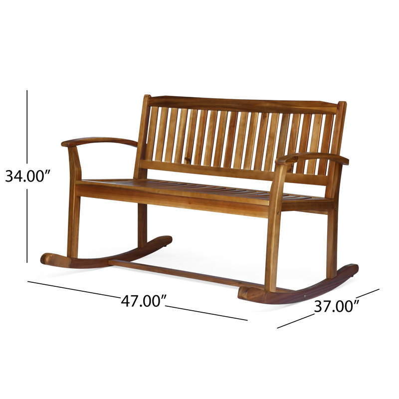 August Grove® Outdoor Candleick Rocking Solid Wood Bench & Reviews ...