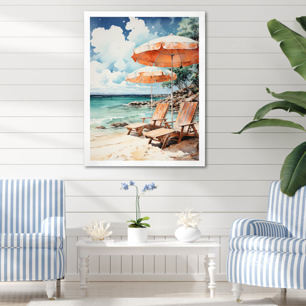 Dovecove Vintage Beach Chairs Scenery II On Canvas Print | Wayfair