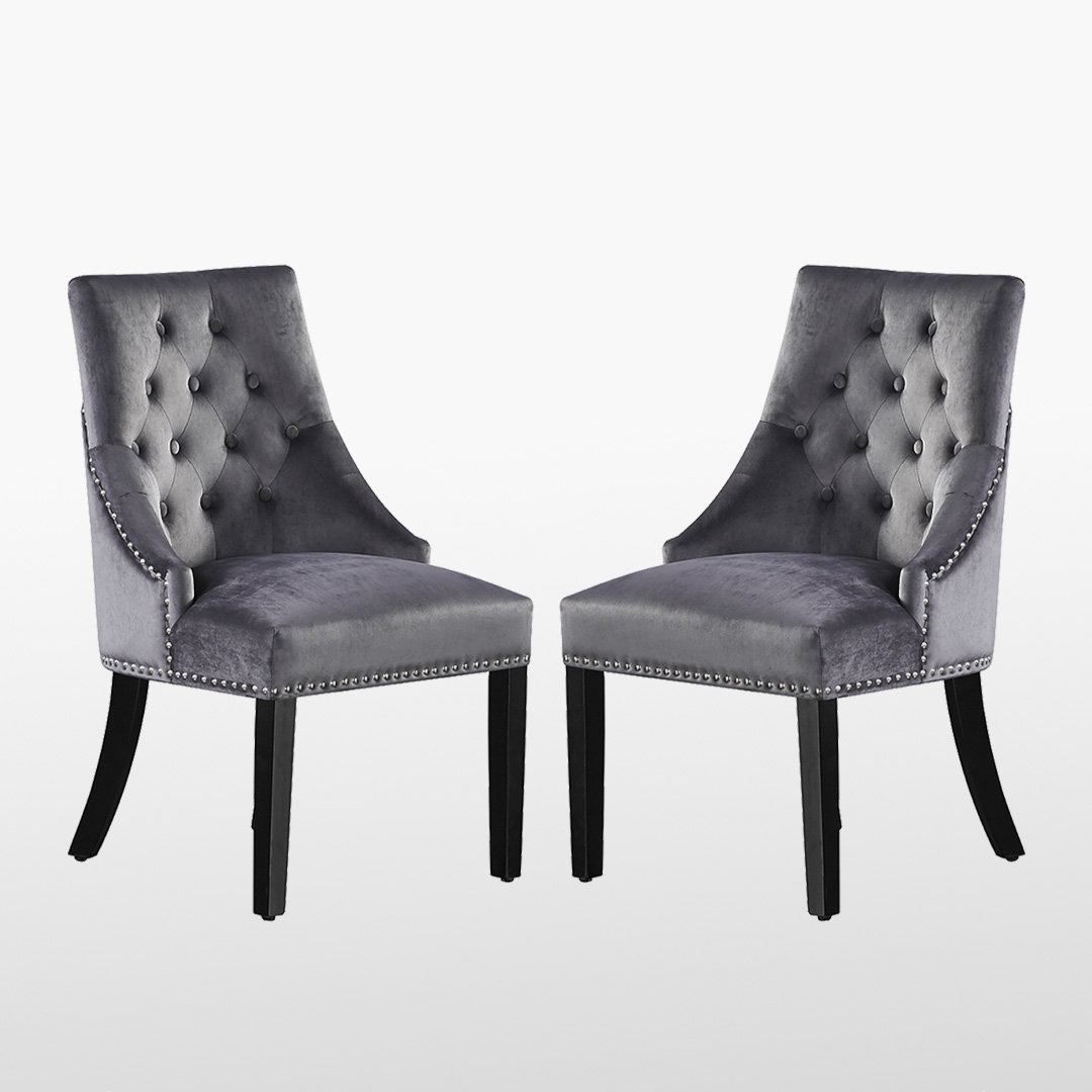 Mercer41 Scott Velvet Dining Chairs - Ergonomic Scoop Knockerback and ...