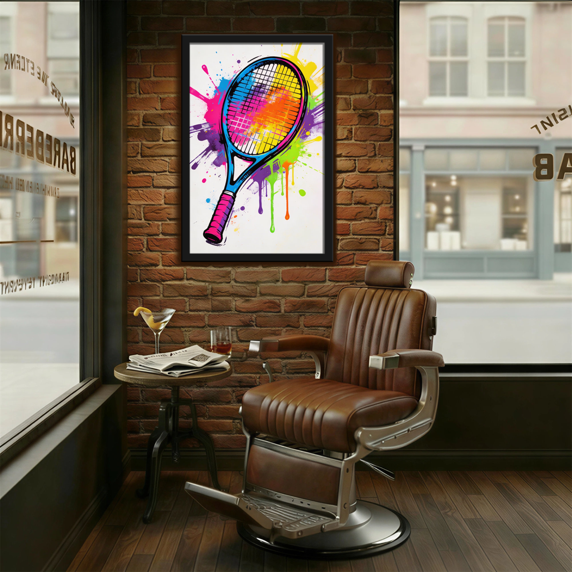 Winston Porter Fashion Colorful Tennis Racket With Paint Splashes | Wayfair