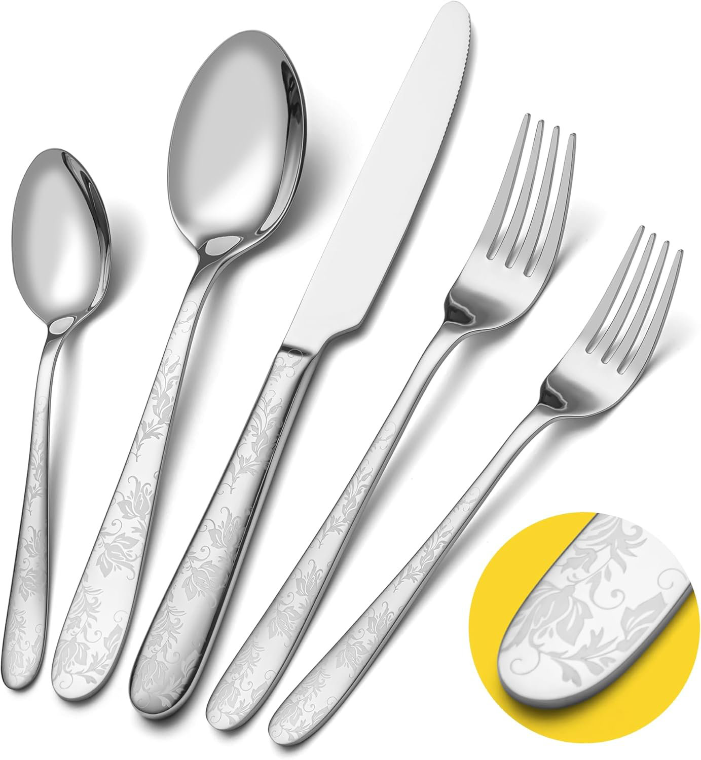 Lark Manor 40-Piece Silverware Set For 8, Premium Stainless Steel ...