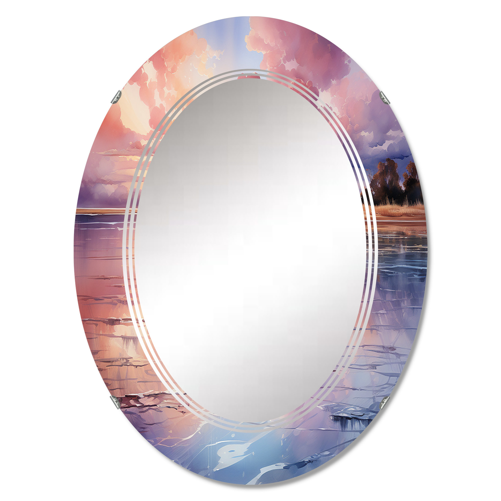 East Urban Home Winnette - Landscapes Wall Mirror Oval | Wayfair