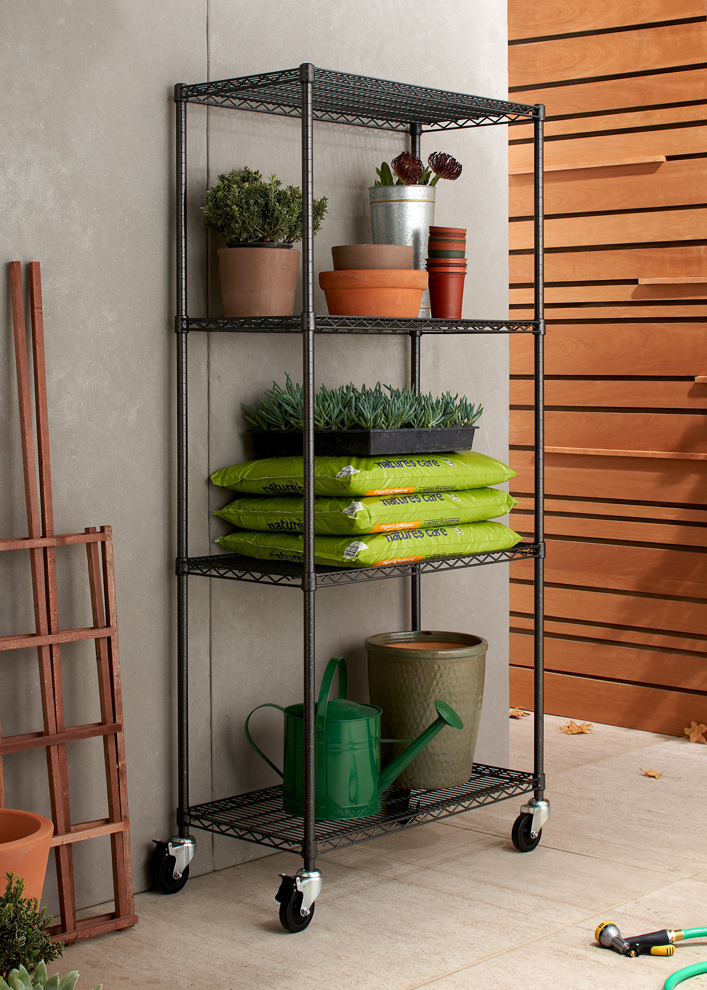 TRINITY PRO Black 4-Tier NSF Steel Wire Garage Storage Shelving Unit w ...