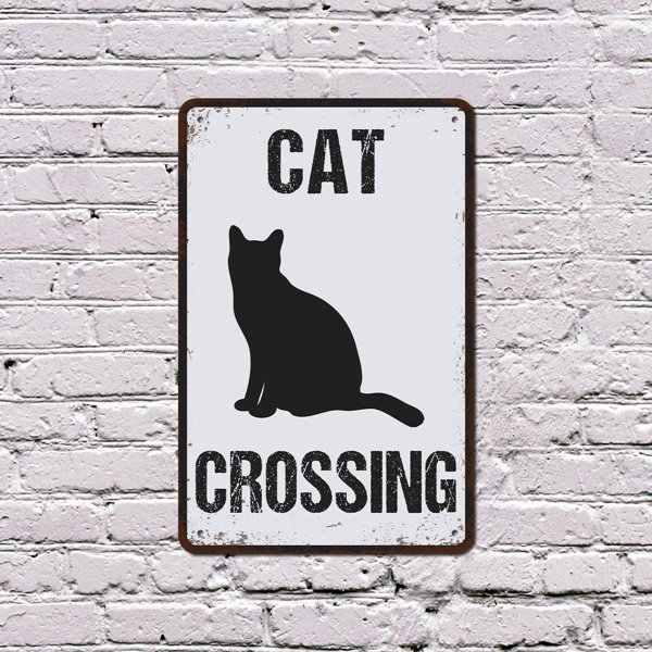 SignMission Cat Crossing Distressed 11 Inch x 17 Inch Plastic Sign ...