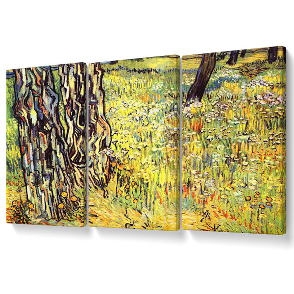 Rosalind Wheeler Tree Trunks by Vincent Van Gogh - 3 Piece Wrapped ...