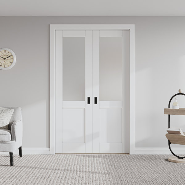 Home Worthy Double Sliding Closet Door Glass Frosted Glass Pocket Door ...