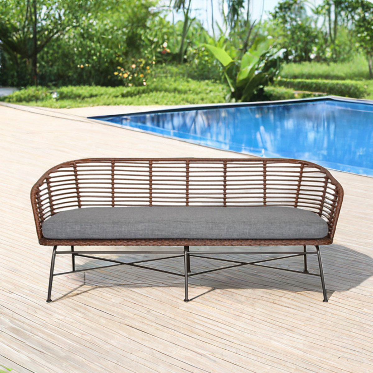 Elegance Furnishings Outdoor handmade rattan sofa patio garden relaxati ...