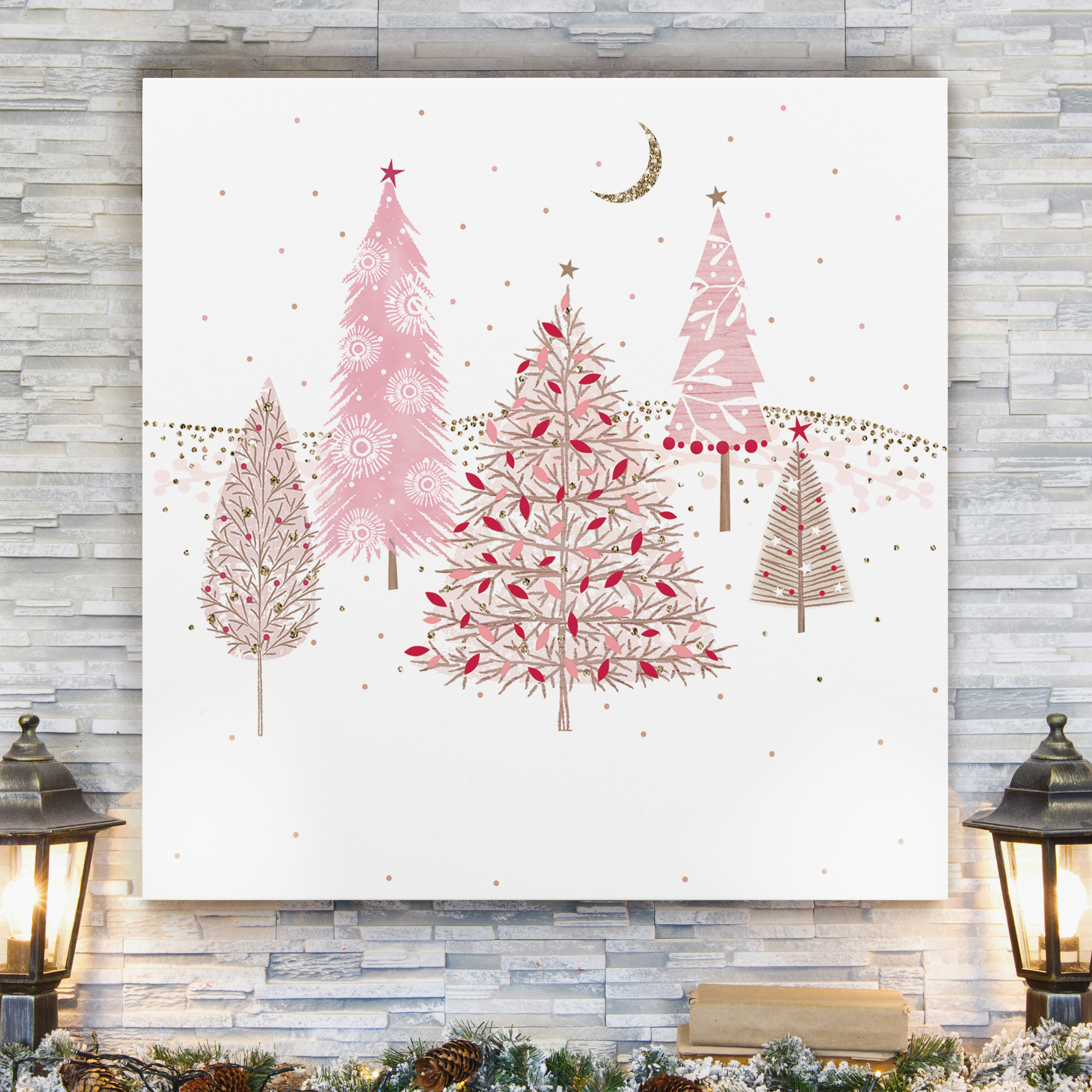 The Holiday Aisle® 'Pretty Pink Trees' Wrapped Canvas Graphic Art on ...