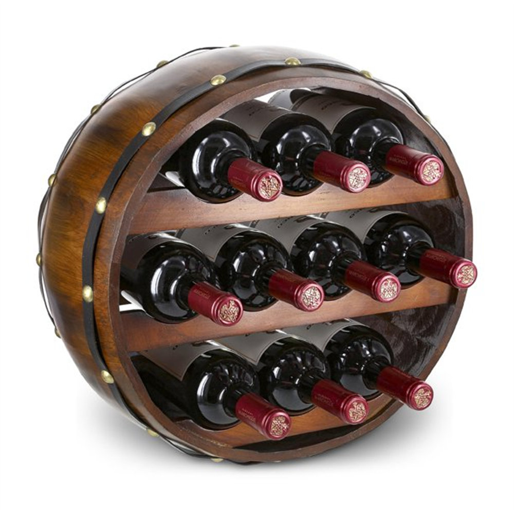 Millwood Pines Barrell Wine Rack - Vintage Wall Mounted Barrel Wine ...