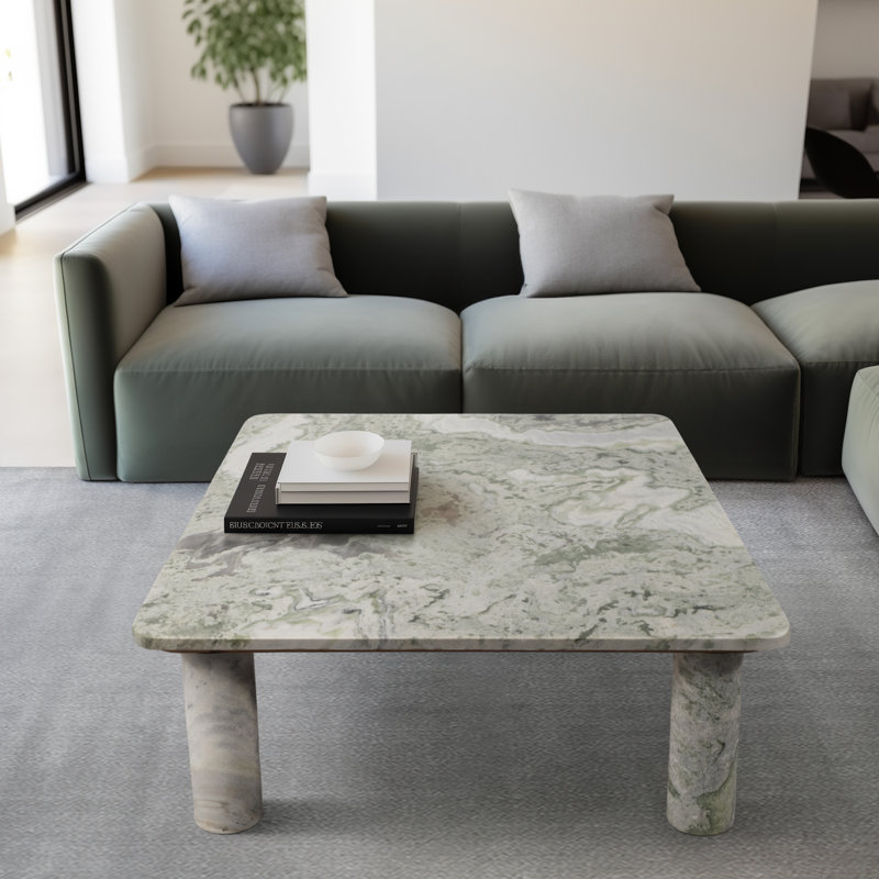 Orren Ellis Modern Green Marble Luxury Solid Coffee Table - 35" x 35" x ...