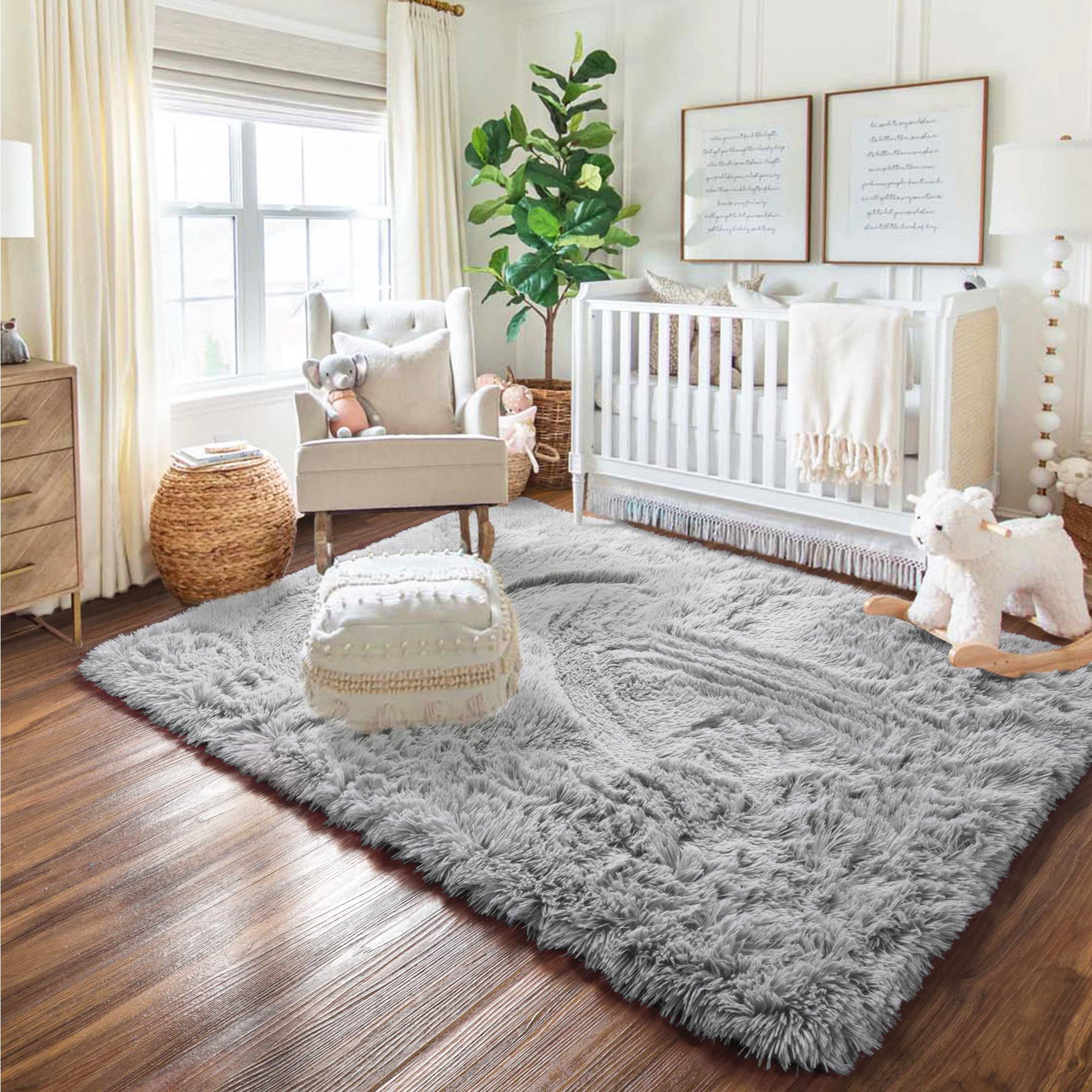 Everly Quinn Nellwyn Shag Grey Area Rug & Reviews - Wayfair Canada