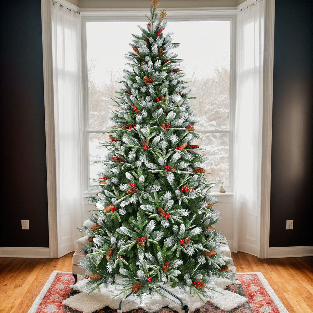 The Holiday Aisle® 8FT PE/PVC Christmas Tree, Snow Capped Holiday Decor ...