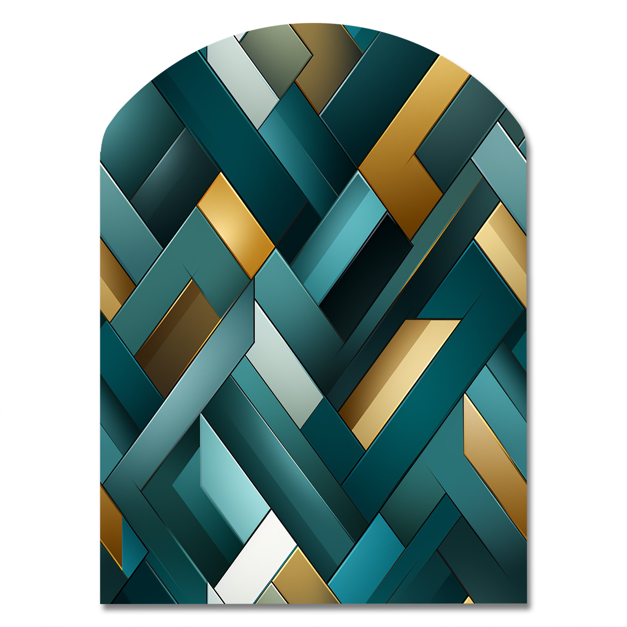Design Art Teal Modern Geometric Tiles I - Abstract Asymmetrical Metal ...