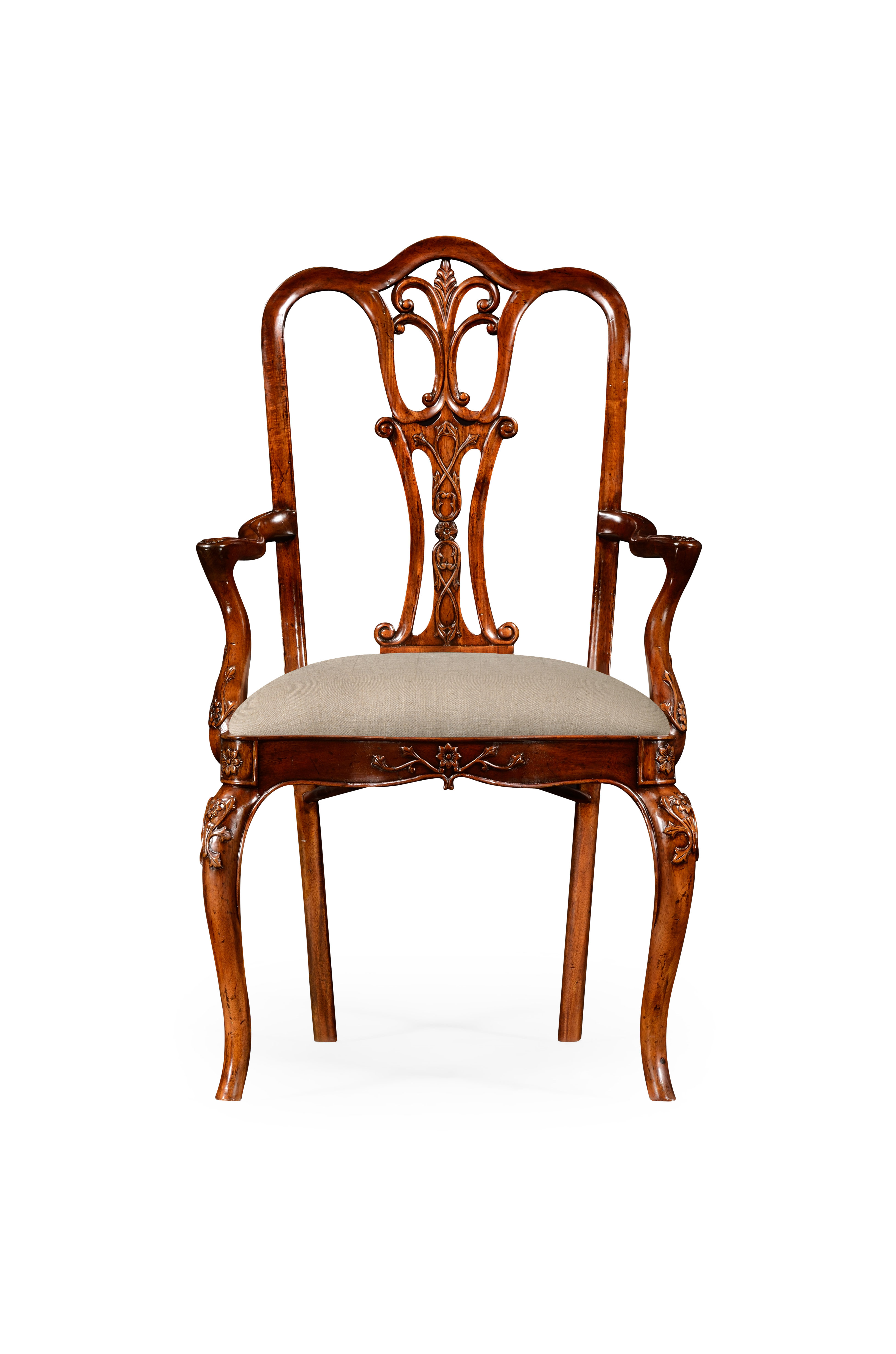Jonathan Charles Fine Furniture Solid Wood Mazo Upholstered Queen Anne ...