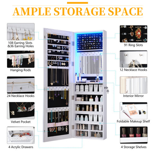Latitude Run® Jewelry Armoire with Mirror & Reviews | Wayfair