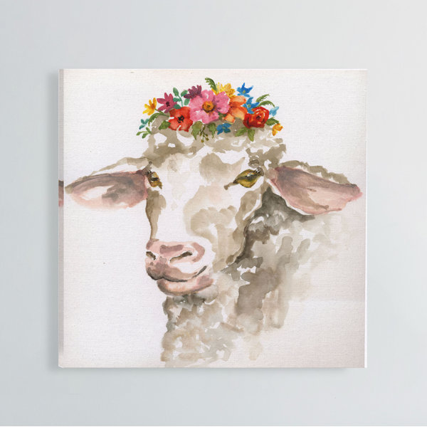 Gracie Oaks Princess Sheep On Canvas Painting & Reviews | Wayfair