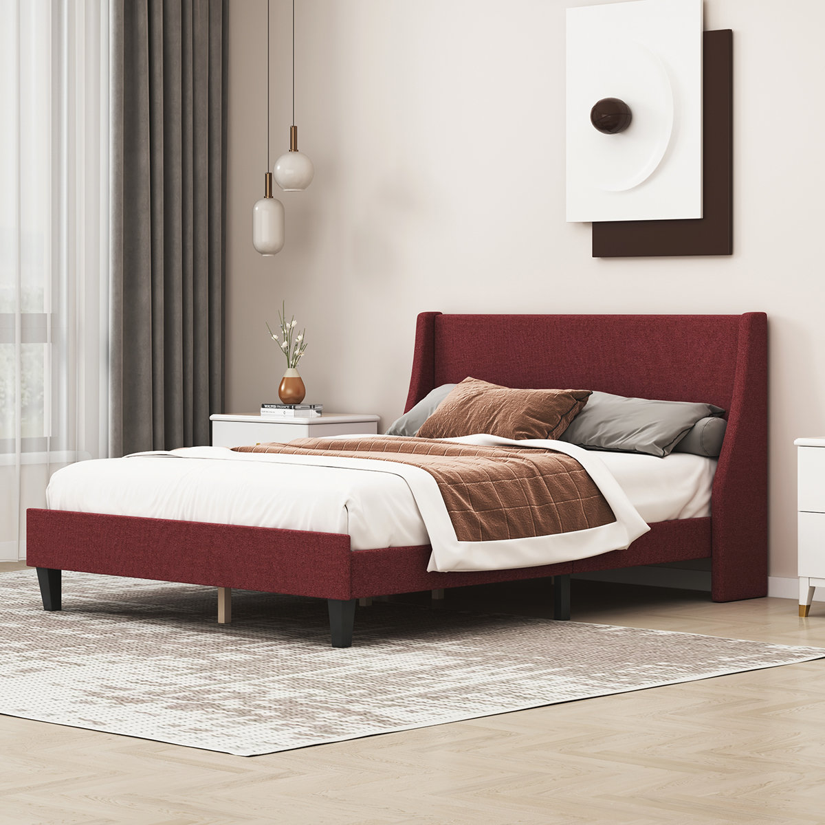 Latitude Run® Full Linen Platform Bed Frame - Wayfair Canada