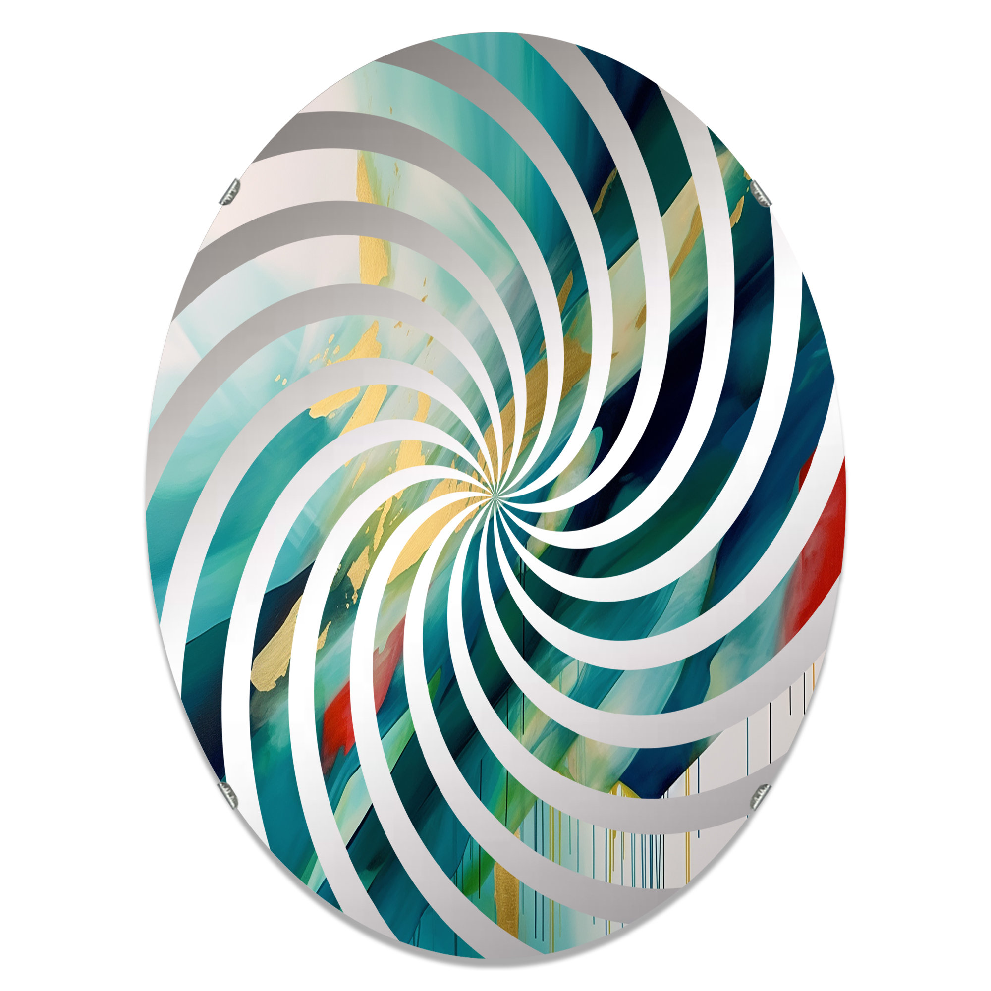 East Urban Home Geometric Green And Gold Motion II - Vortex Decorative ...