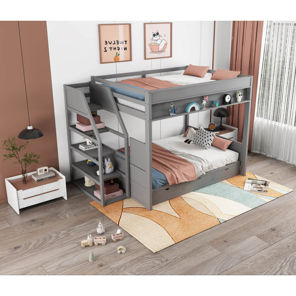 Harriet Bee Hastyar Kids Full Over Full Convertible Bunk Bed with ...