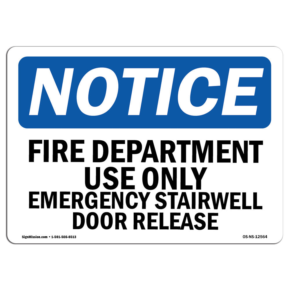 SignMission Fire Department Use Only Emergency Stairwell Sign | Wayfair