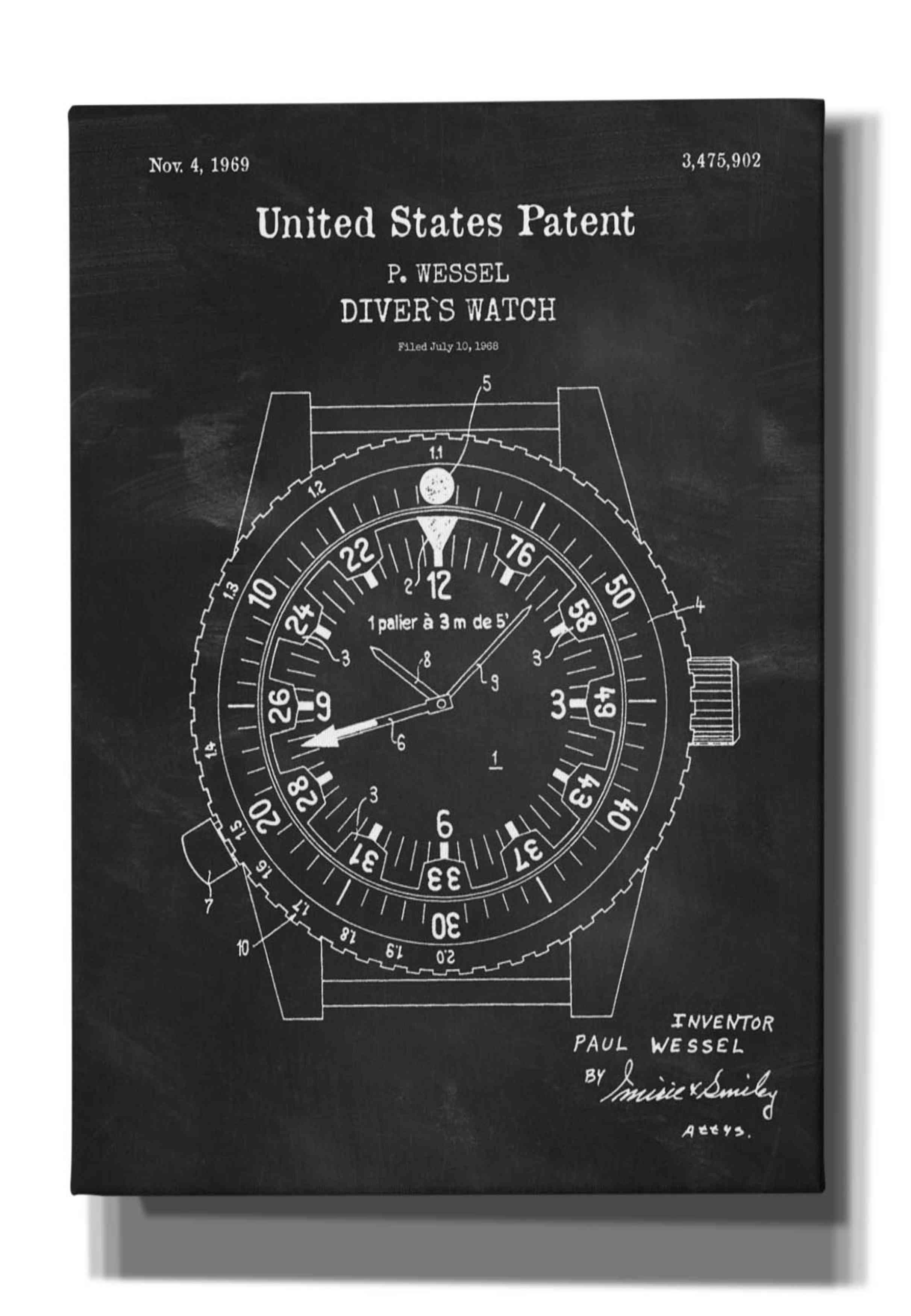 Williston Forge Diver's Watch Blueprint Patent Chalkboard - Wrapped ...