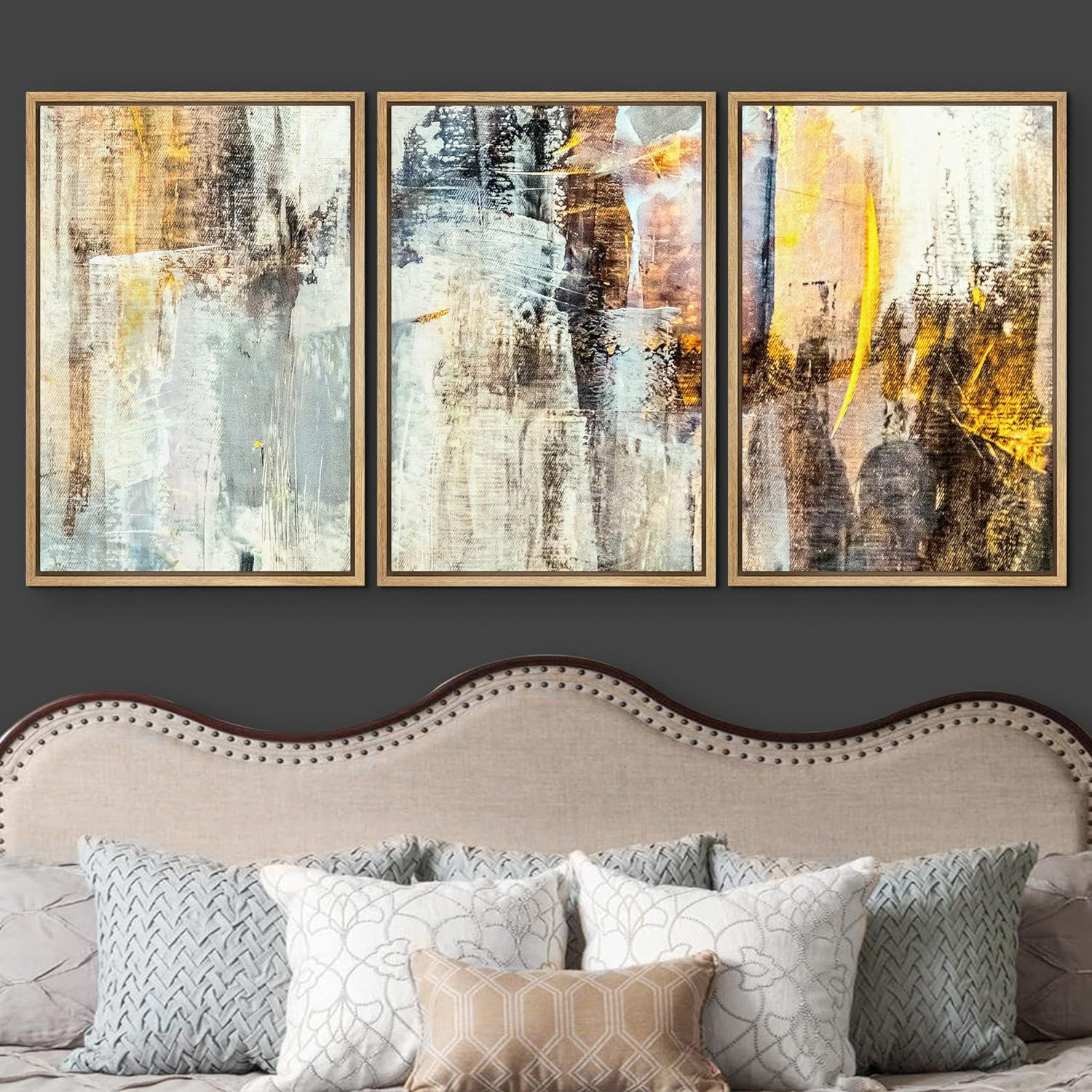 IDEA4WALL " Grunge Calico Minimal Paint Strokes Abstract Shapes " 3 ...