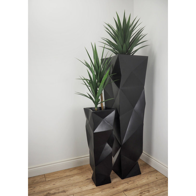 Lux Textura Diamond Short Fiberglass Textured Pot | AllModern