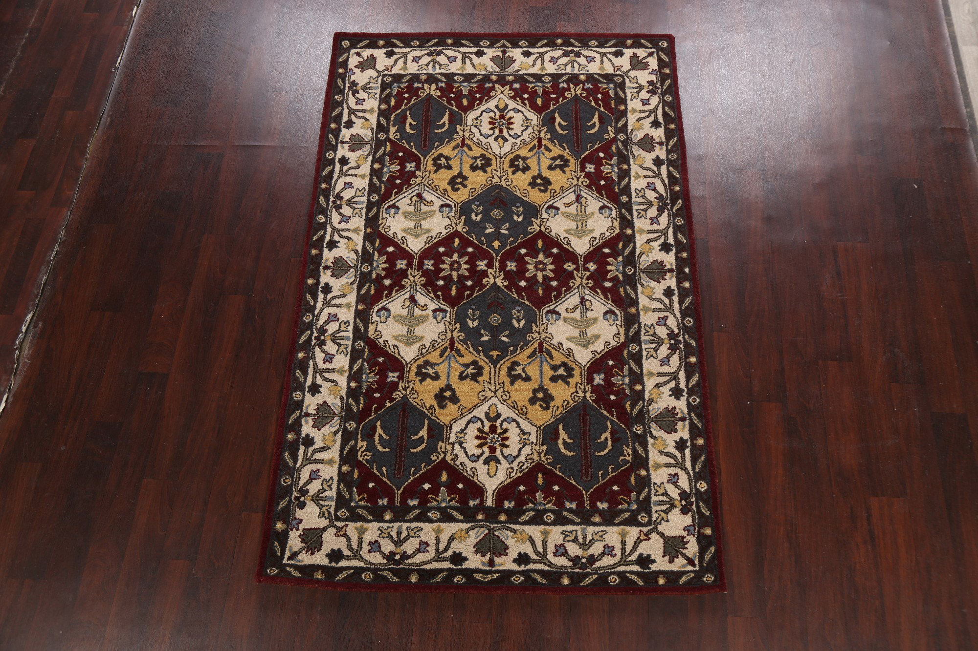 Bungalow Rose Oriental Handmade Tufted Wool Black/Red/Ivory Area Rug ...