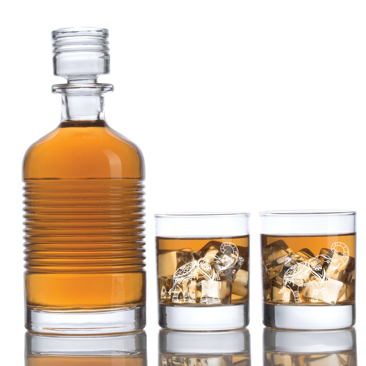Winston Porter Hinchinbrook Elephant 3 Piece Whiskey Decanter Set | Wayfair