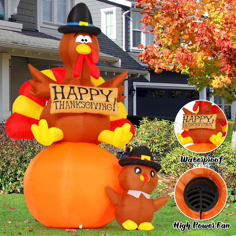 The Holiday Aisle® Thanksgiving Inflatables Turkey Outdoor Decorations ...