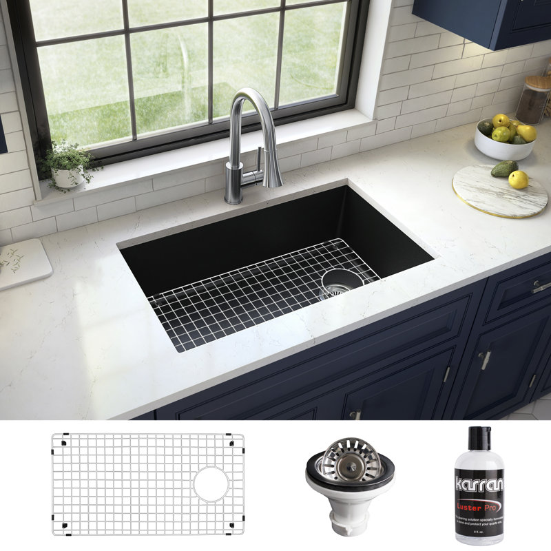 Karran Quartz 31-3/4'' X 19-1/4'' Single Bowl Undermount Kitchen Sink ...