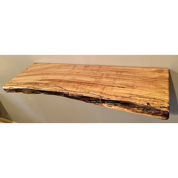 Steel Oak Maple Solid Wood Floating Shelf with Live Edge & Reviews ...