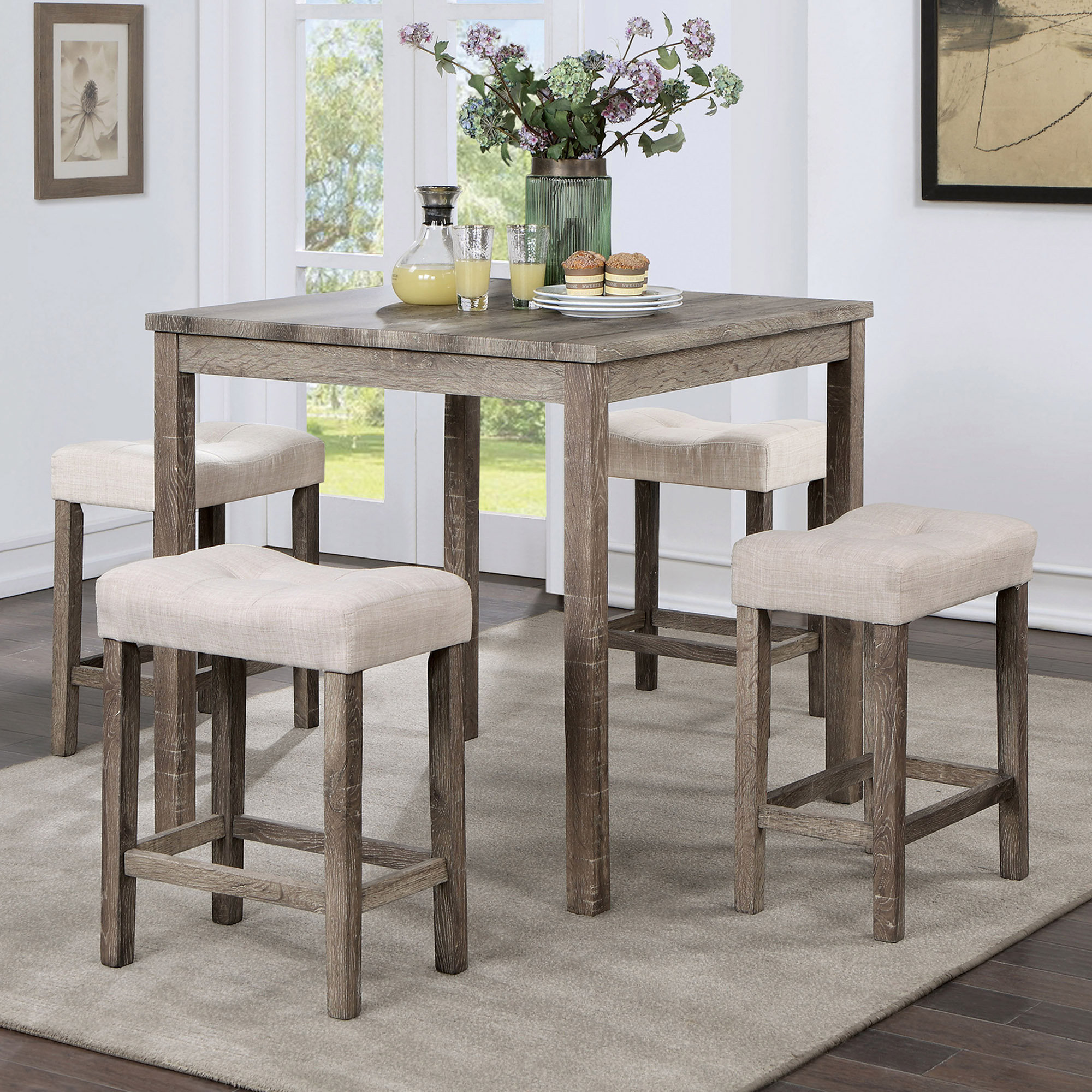 Winston Porter Transitional 5Pc Counter Height Dining Set Gray Counter ...