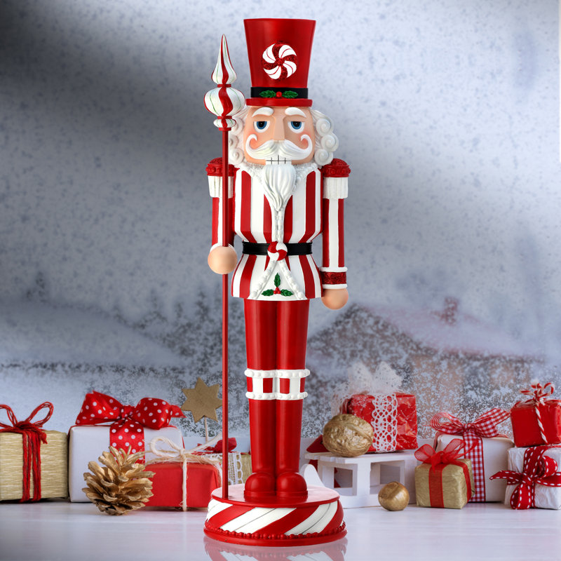 The Holiday Aisle® 24" Resin Peppermint Nutcracker & Reviews | Wayfair