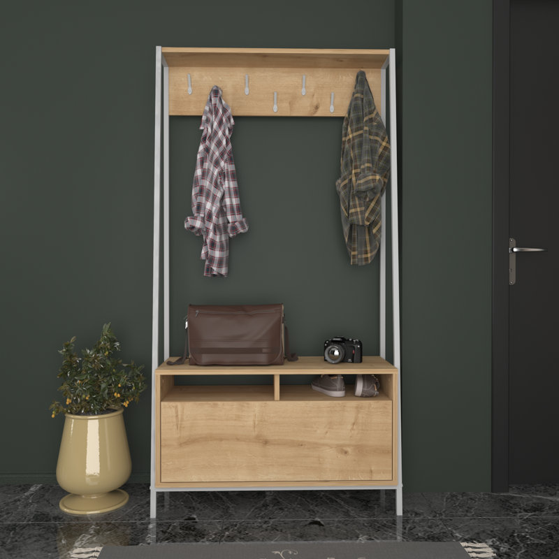Wade Logan® Andreous Hall Tree 37'' Wide with Shoe Storage & Reviews ...